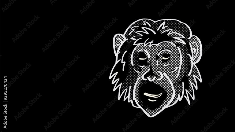 2d Animation motion graphics drawing of a cartoon chimpanzee vaping ...