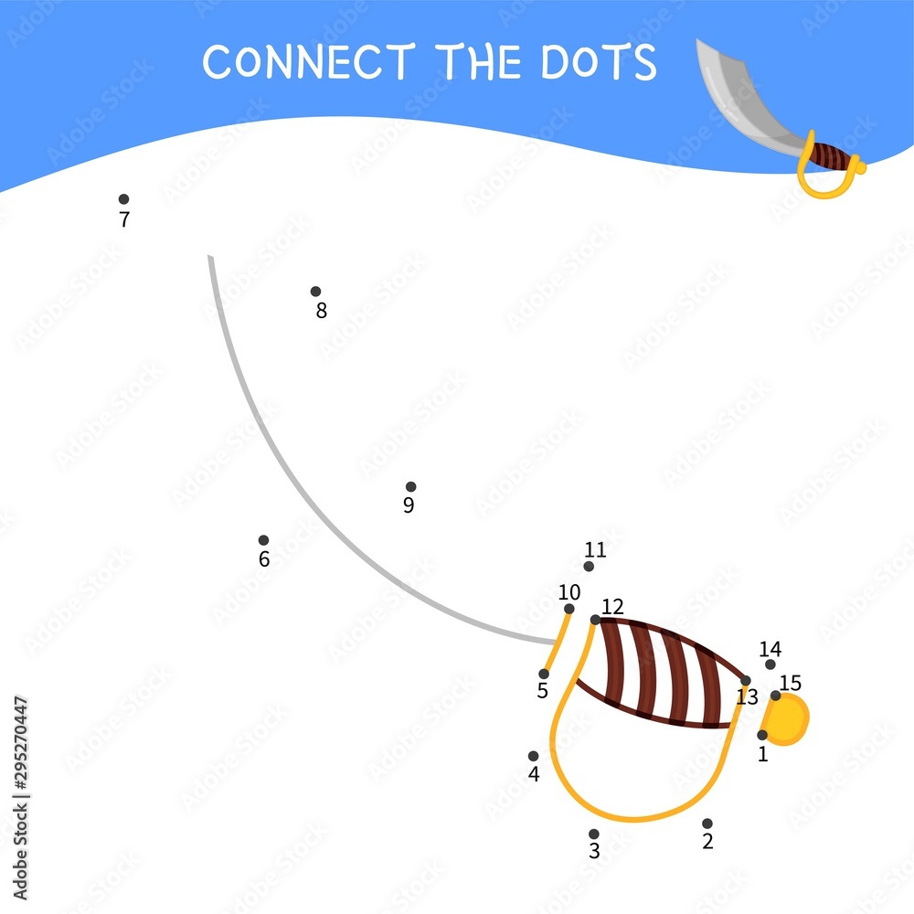 Educational game for kids. Dot to dot game for children. Pirate ...