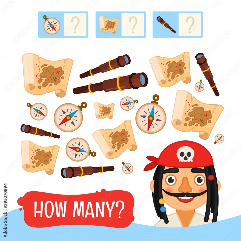 Counting educational children game, math kids activity sheet. How many ...