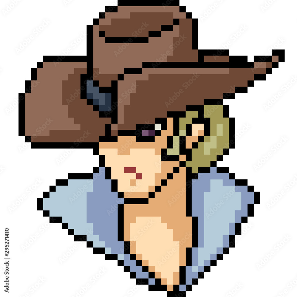 vector pixel art cowboy Stock Vector | Adobe Stock