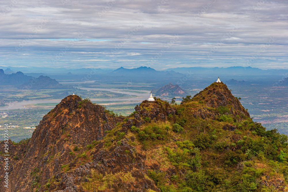 Amazing view from Mt. Zwegabin over the Hpa-An landscape Stock Photo ...
