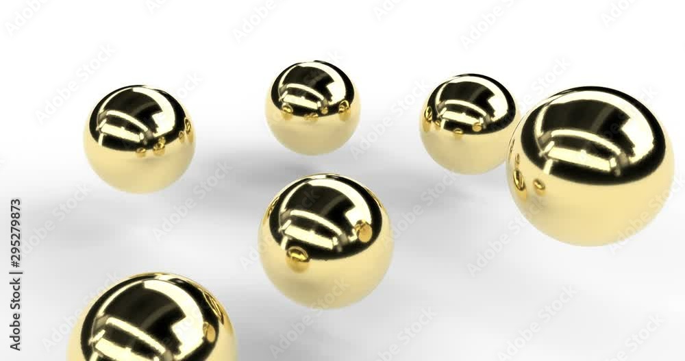 Golden material disintegration abstract 3d footage. Precious metallic ...