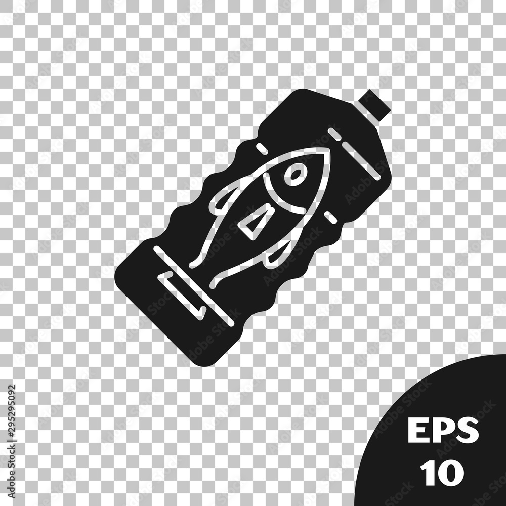 Black Stop ocean plastic pollution icon isolated on transparent ...