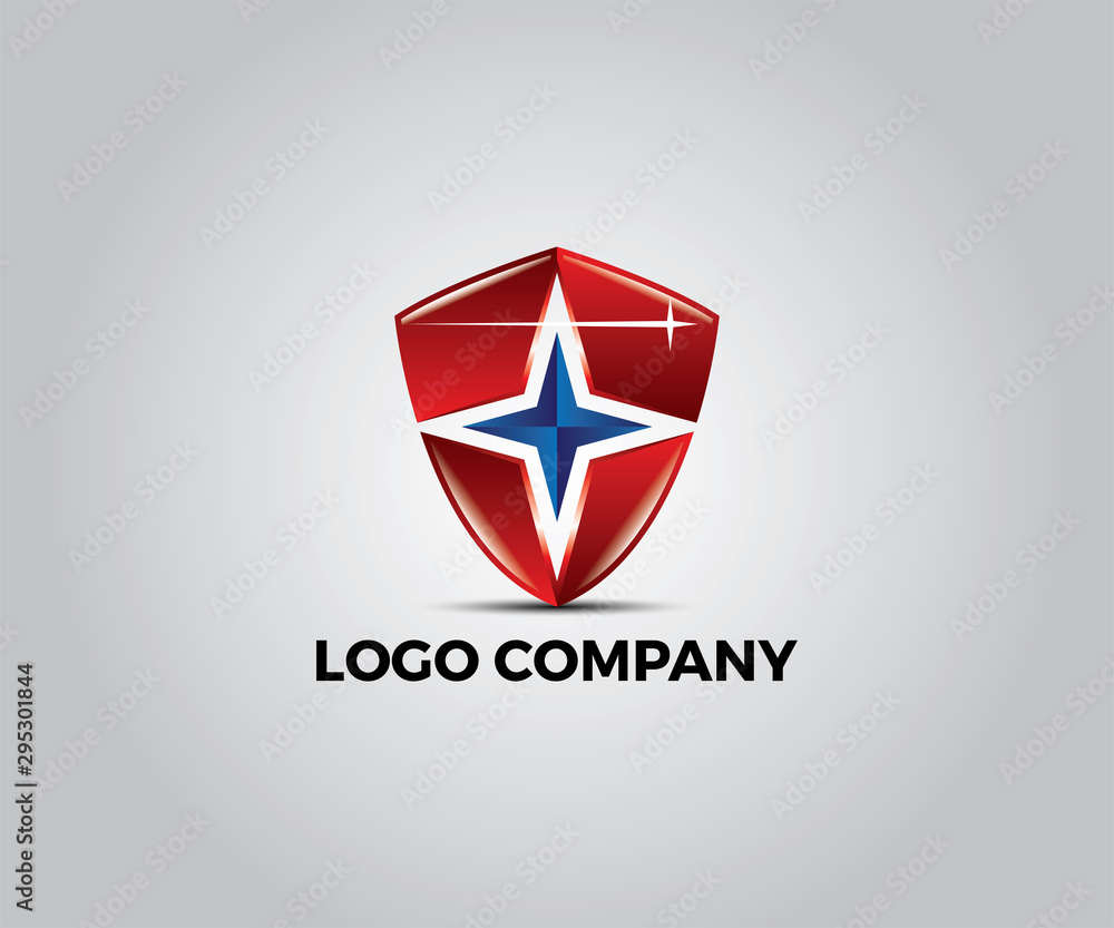 Star shield logo concept design. Symbol graphic template element vector ...