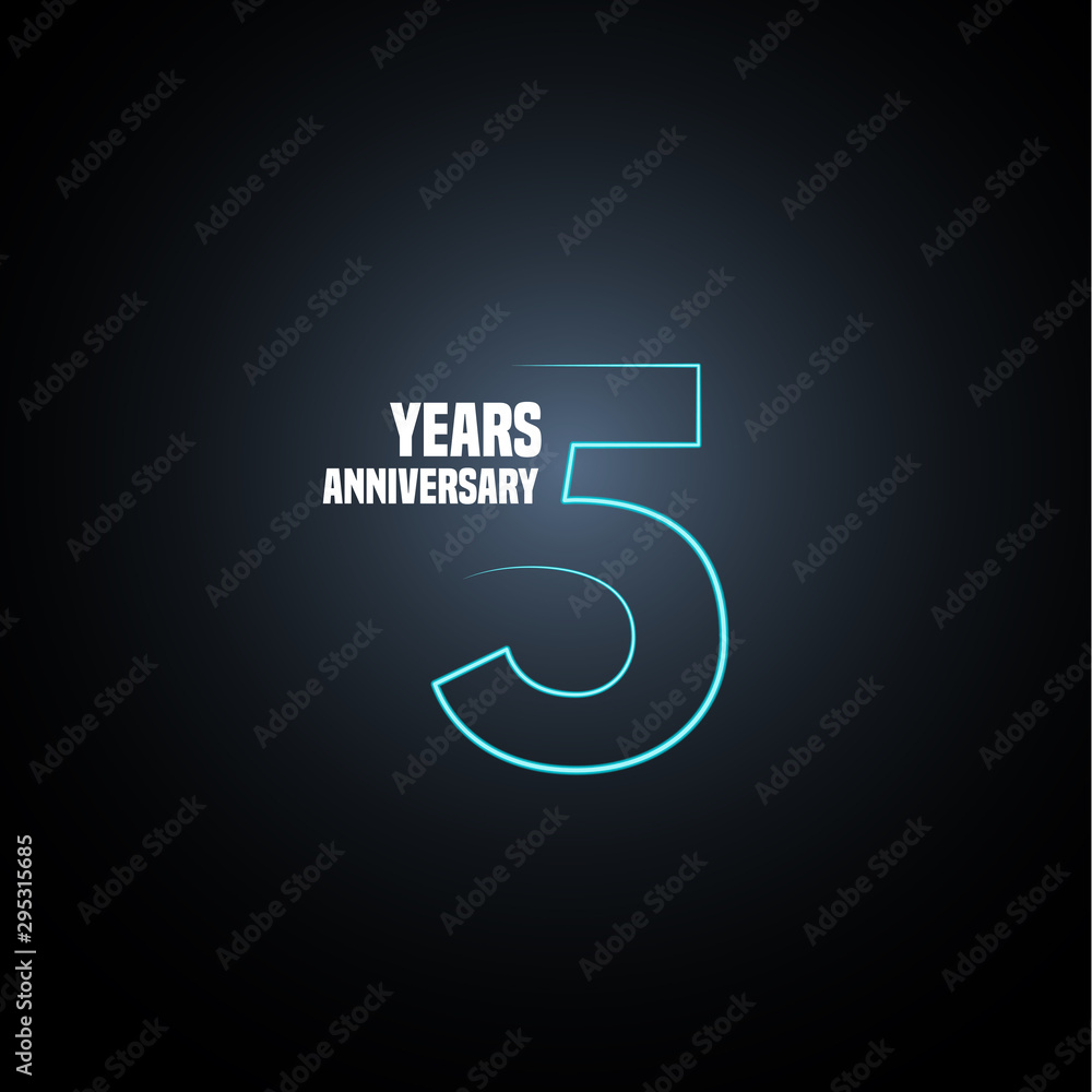 5 years anniversary vector logo, icon. Graphic design element with neon ...