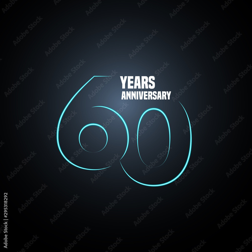 60 years anniversary vector logo, icon. Graphic design element with ...