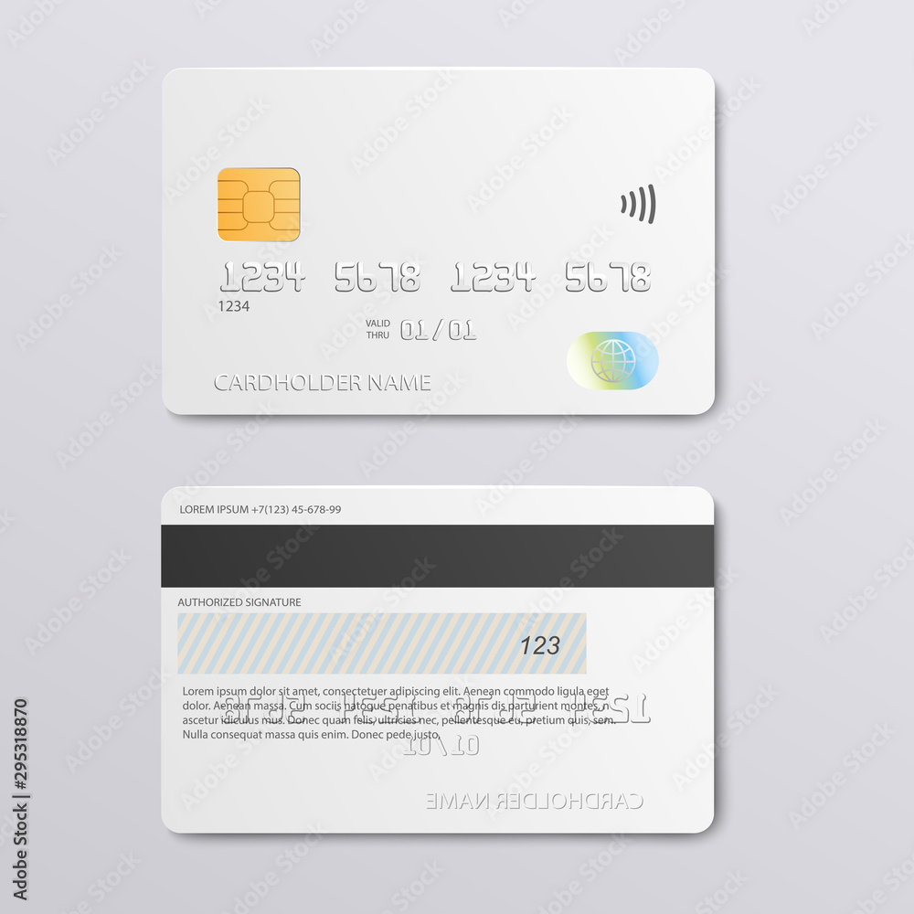White credit card design mockup - front and back view se Stock Vector ...
