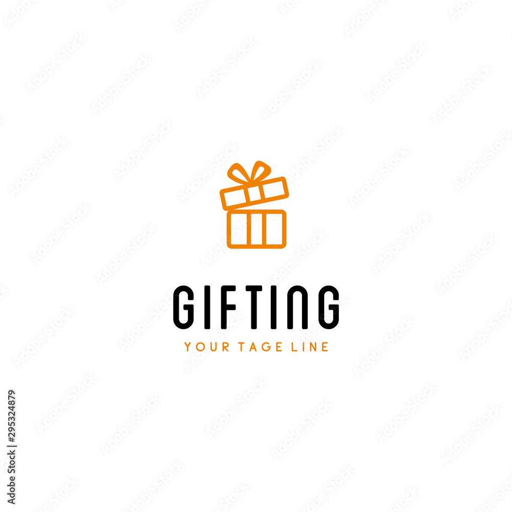Gift minimalist logo shop box, design vector, emblem, design concept ...