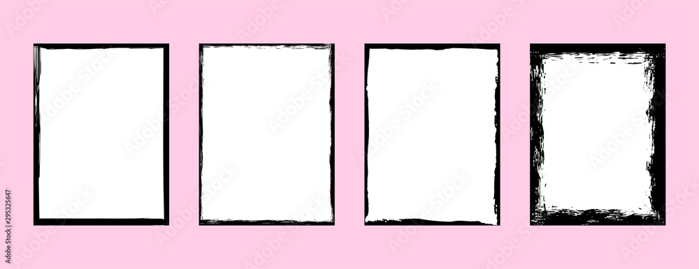 Vector illustration. Set of frames in a4 grunge style. Dirty frame with ...