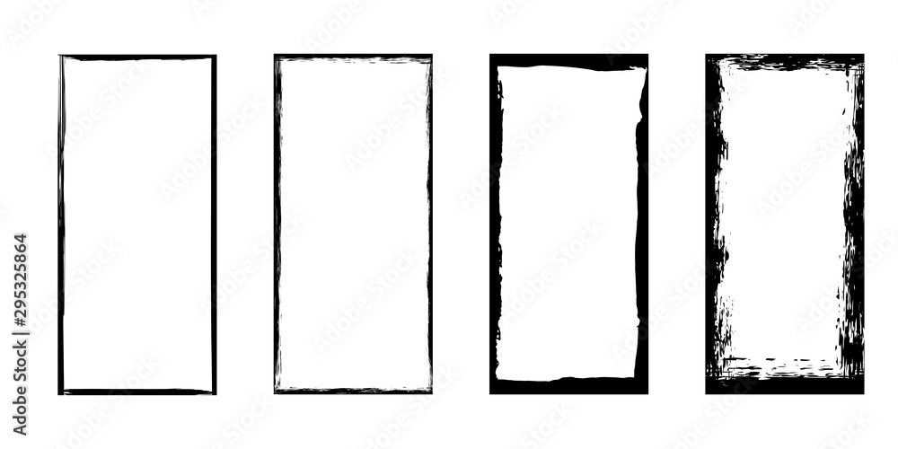 Vector illustration. Set of frames in grunge style. Dirty frame with a ...