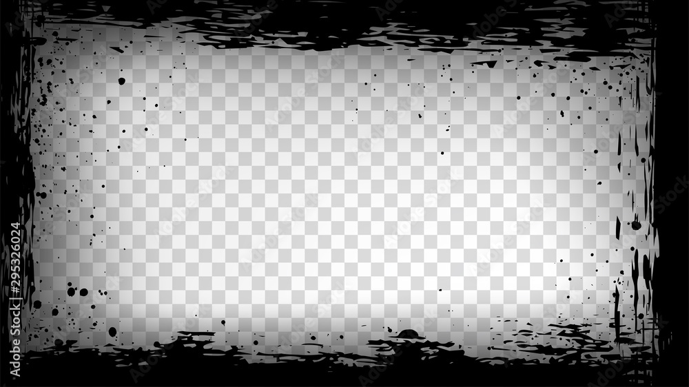 Vector illustration in grunge style. Dirty frame with a splash of black ...