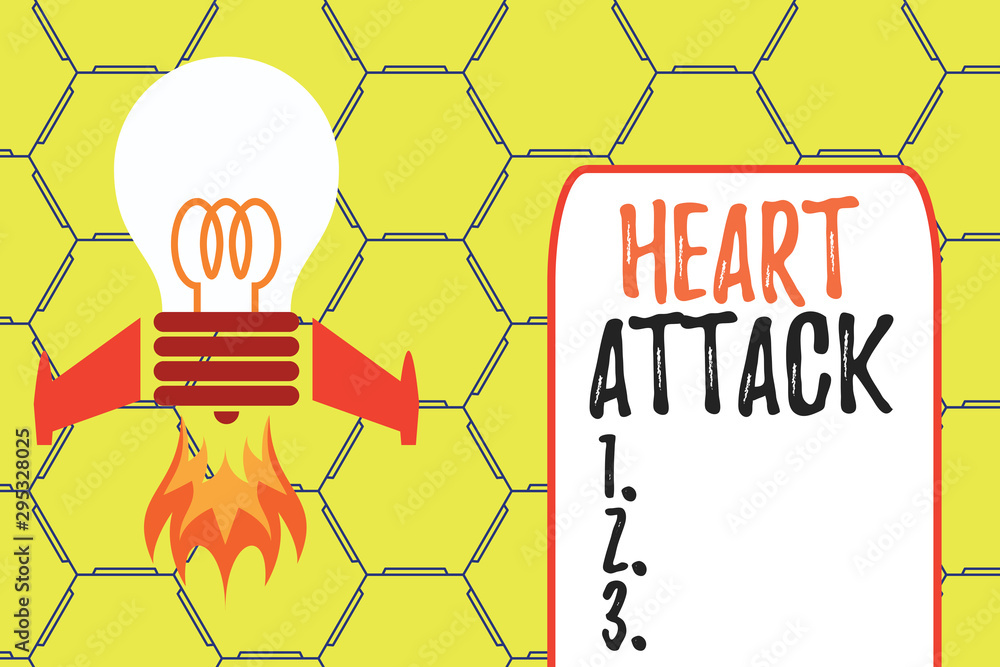 Word writing text Heart Attack. Business photo showcasing sudden and ...