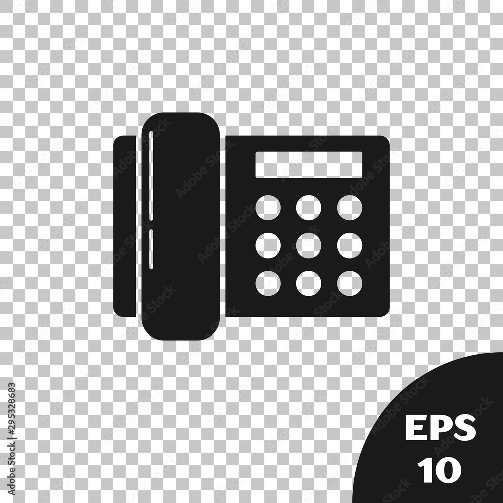 Black Telephone icon isolated on transparent background. Landline phone ...