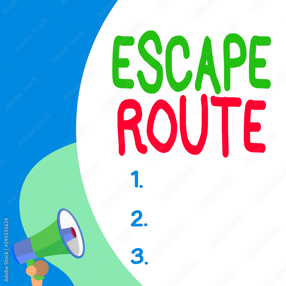 Conceptual hand writing showing Escape Route. Concept meaning a route ...