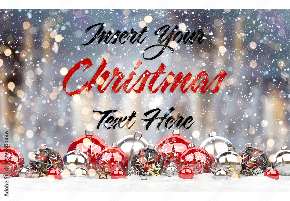 Web Christmas Card Mockup with Ornaments Stock Template | Adobe Stock