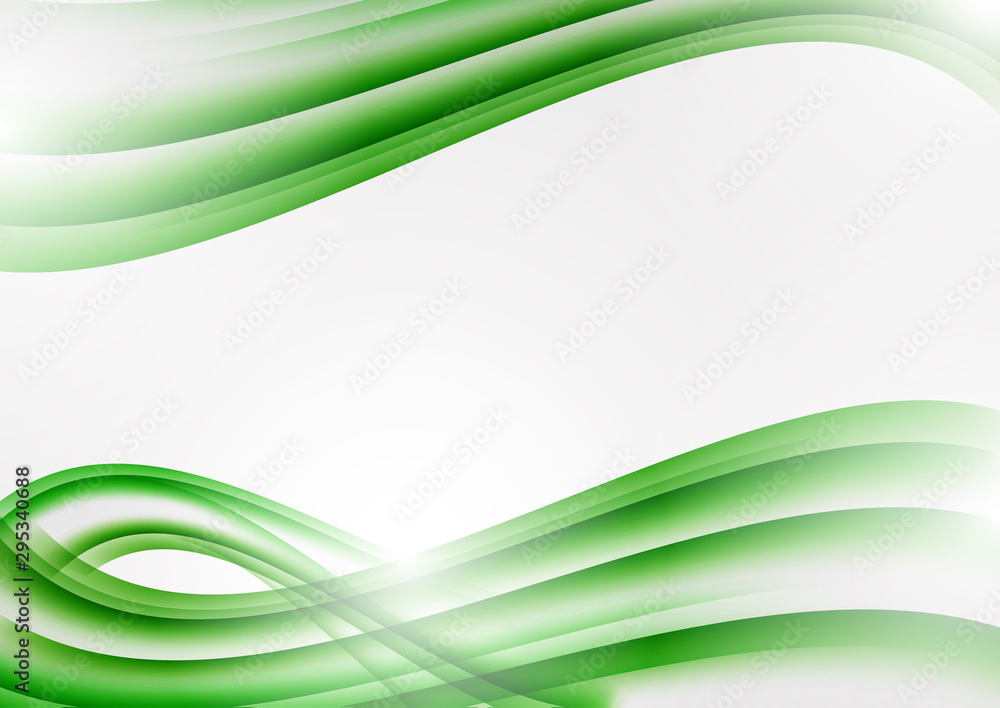 Abstract green curved lines on a white background. Modern template for ...
