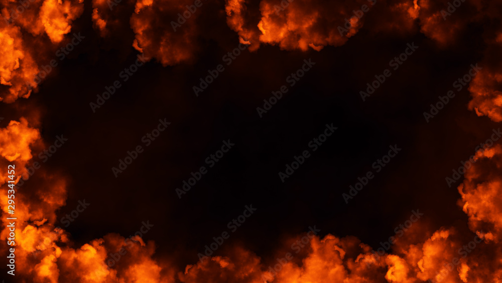 Frame of real fire flames burn motion smoke . Border texture overlays ...