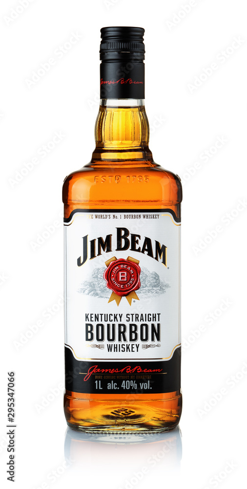 Bottle of Jim Beam bourbon whiskey Stock Photo | Adobe Stock