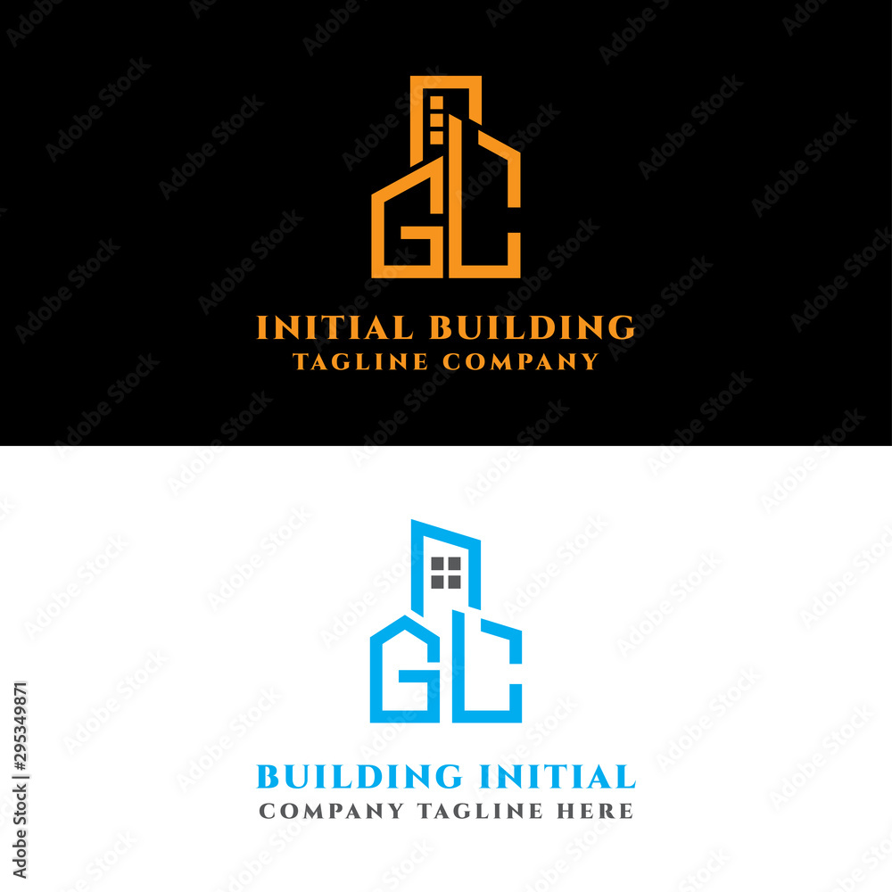Initial concept of the Set GL logo with a vector building template for ...