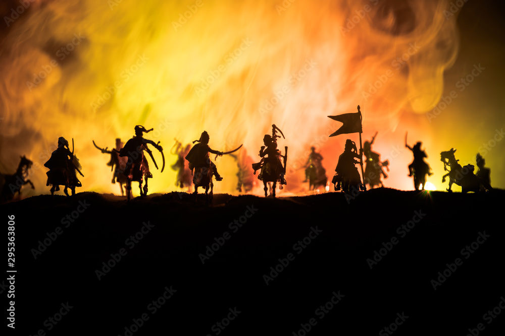 Poster Medieval battle scene with cavalry and infantry – Wall Art ...