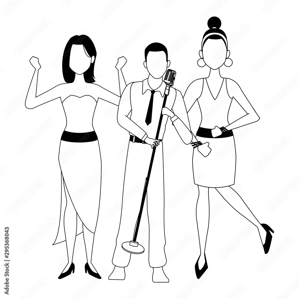 cartoon singer and dancers, flat design Stock Vector | Adobe Stock