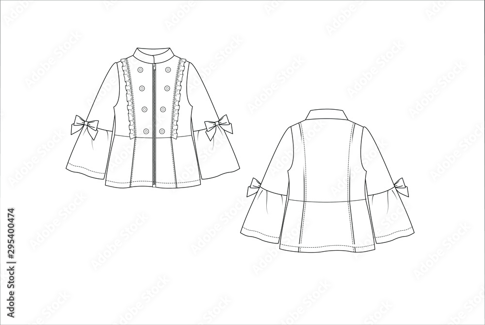 Women's Pea coat Technical Drawing vector Stock Vector | Adobe Stock