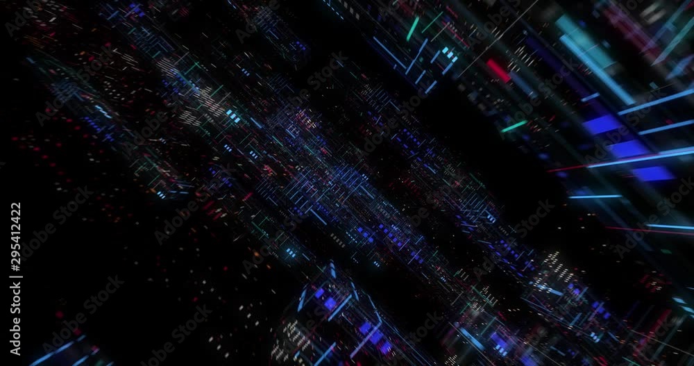 Seamless fly through of abstract circuitry with digital grid background ...