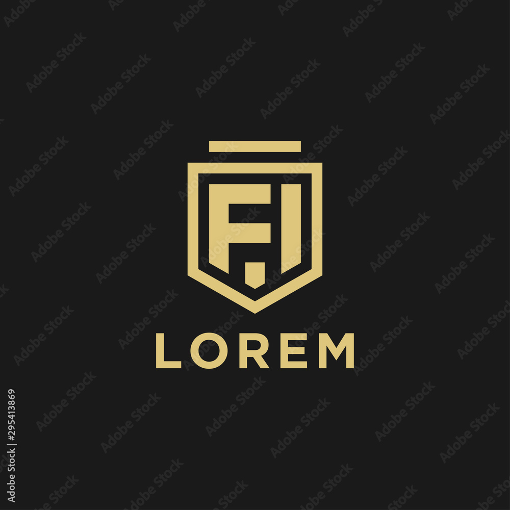 initial letter FI from shield logo, icon template. Stock Vector | Adobe ...