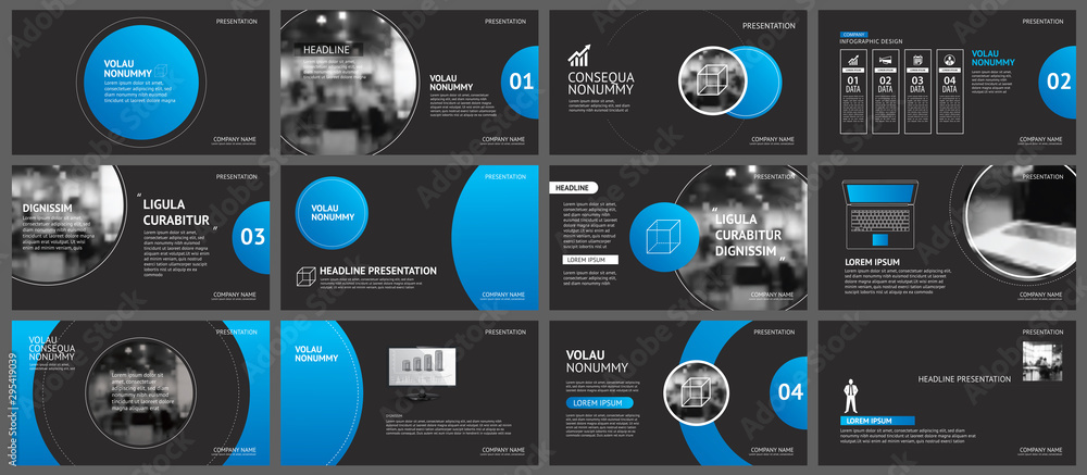Presentation and slide layout background. Design blue and black circle ...