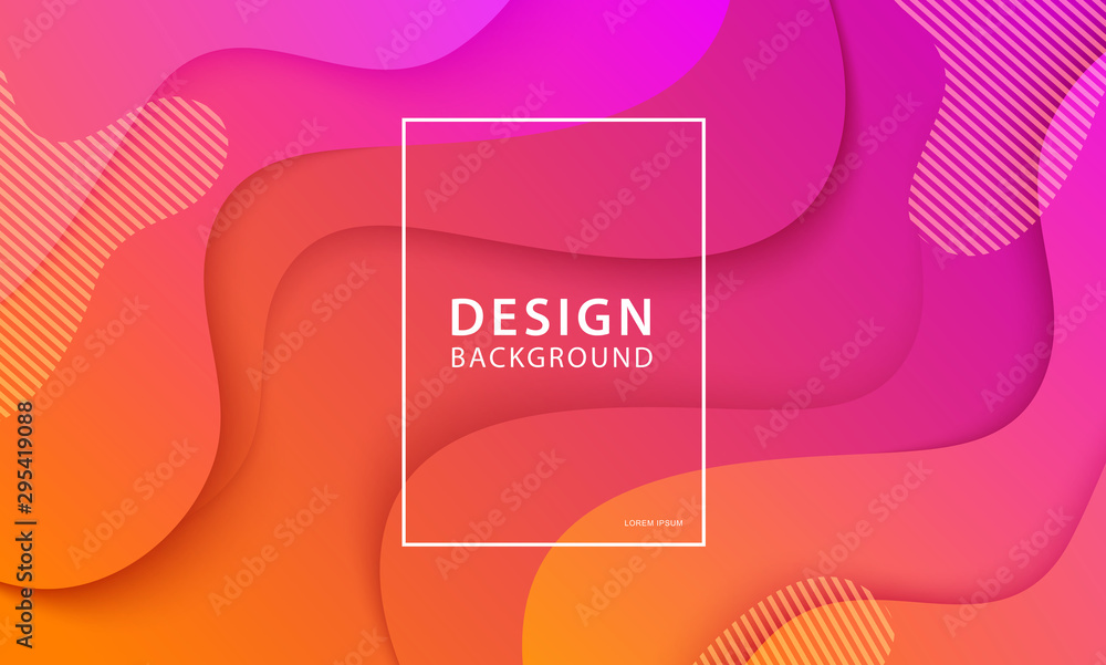 Fluid shape banner design background. Liquid geometric orange and pink ...