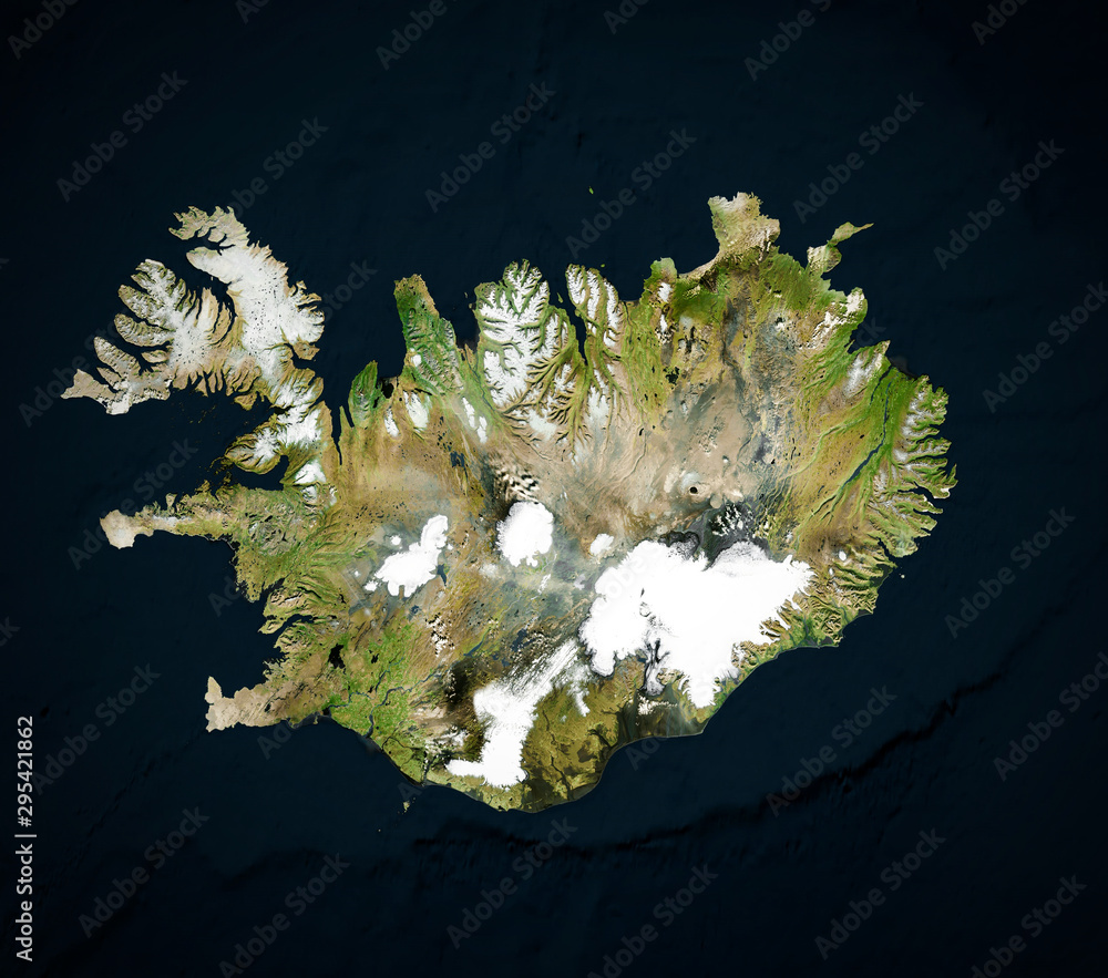 High resolution Satellite image of Iceland (Isolated imagery of Iceland ...