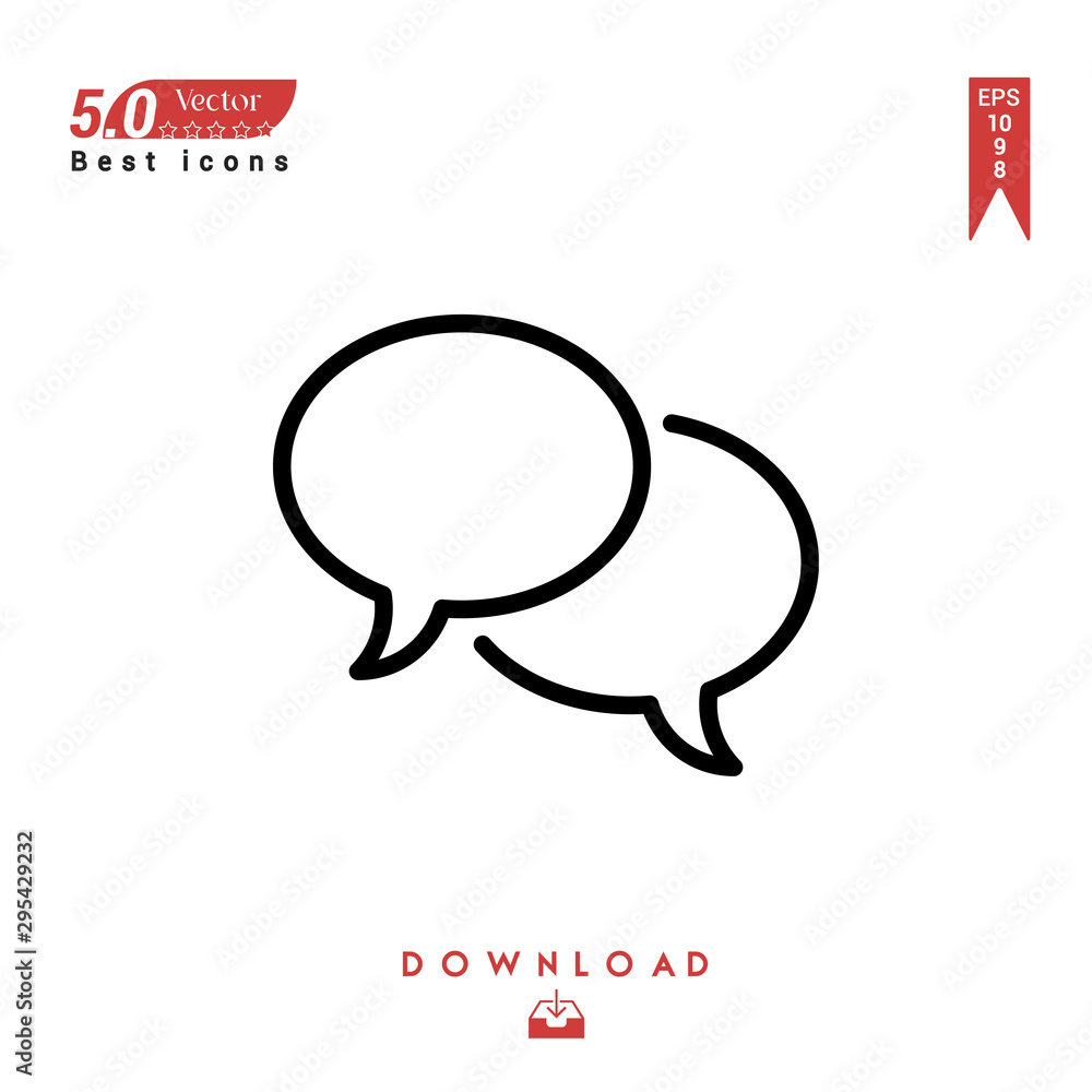 Outline speech-bubble icon vector isolated on white background. Graphic ...