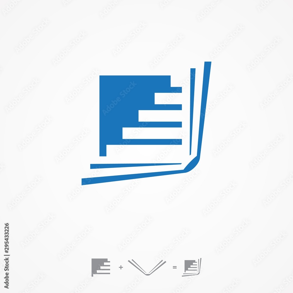 Creative open book logo vector with stairs on the white color ...