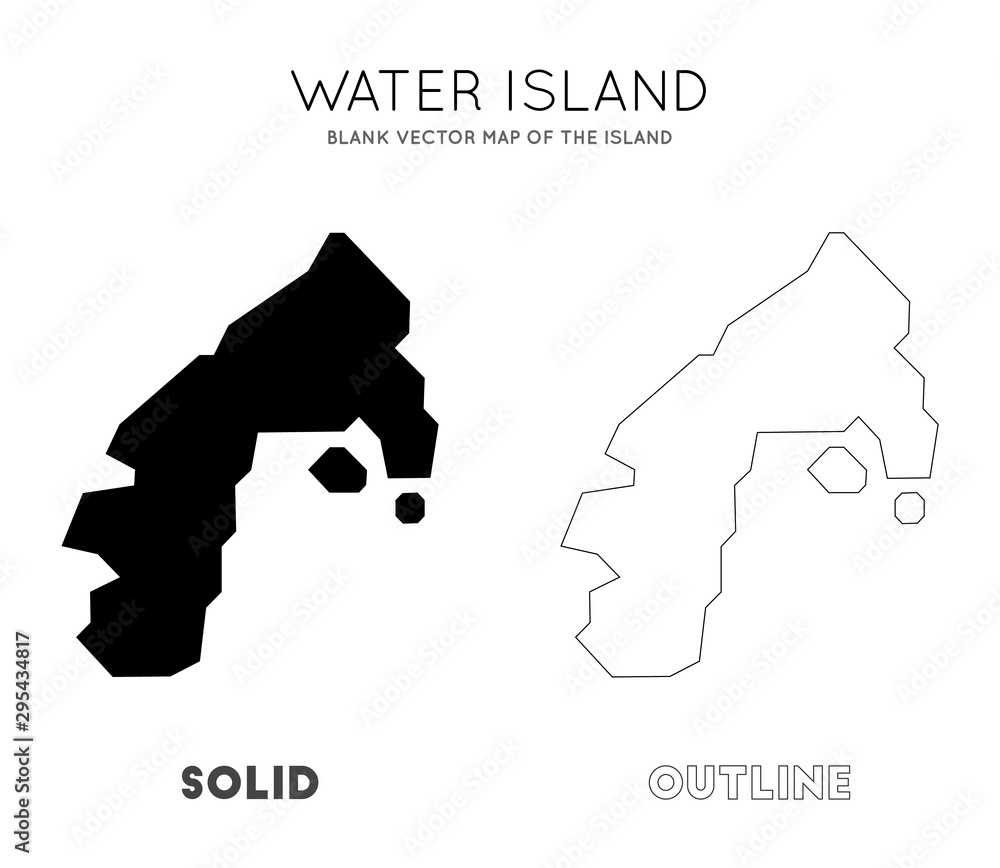 Water Island map. Blank vector map of the Island. Borders of Water ...