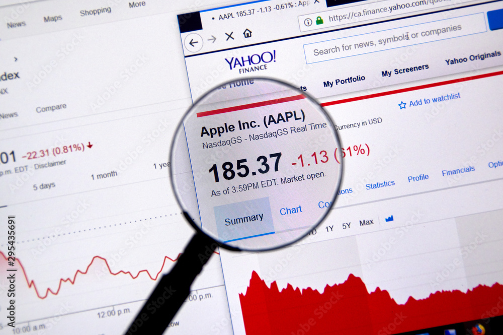 Apple AAPL ticker with charts Stock Photo | Adobe Stock