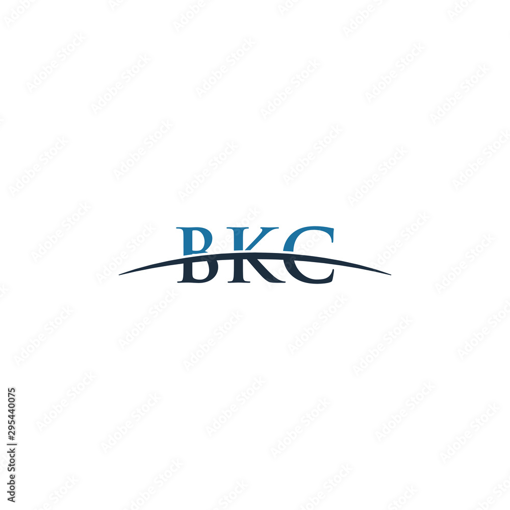 Initial letter BKC, overlapping movement swoosh horizon logo company ...