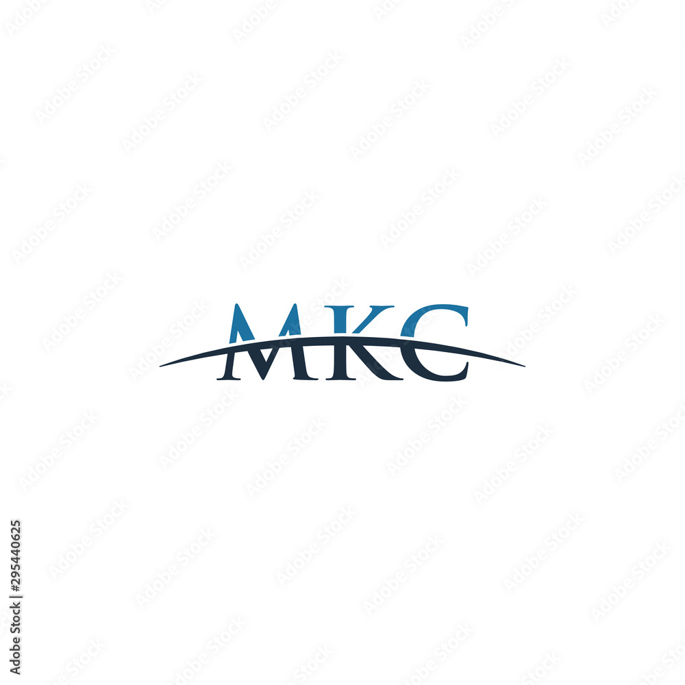 Initial letter MKC, overlapping movement swoosh horizon logo company ...