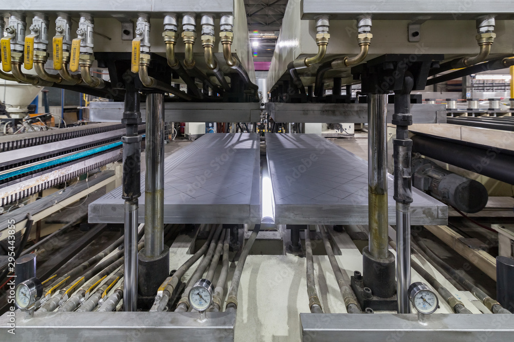 Polycarbonate production line. Industrial photos of factory translucent ...