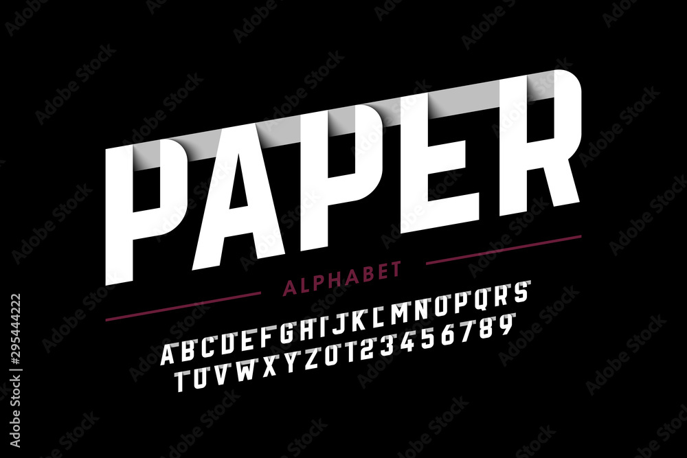 Poster Origami style font design, paper folding alphabet letters and ...