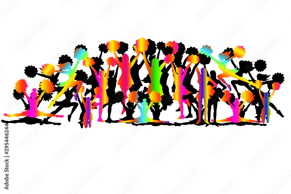 Colorful Sports Background. Cheerleader Of Logo Design. Icon, Exercise ...
