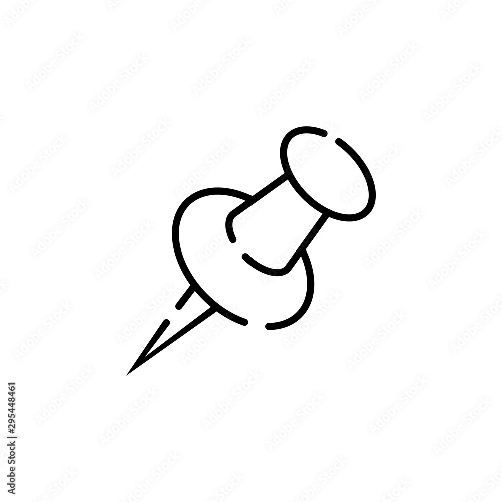 Icono plano lineal chincheta en color negro Stock Vector | Adobe Stock