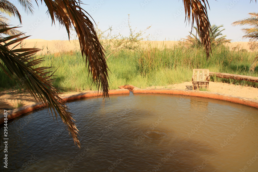 So-called "Hot Spring" in the Sahara desert near Siwa Oasis, Egypt ...
