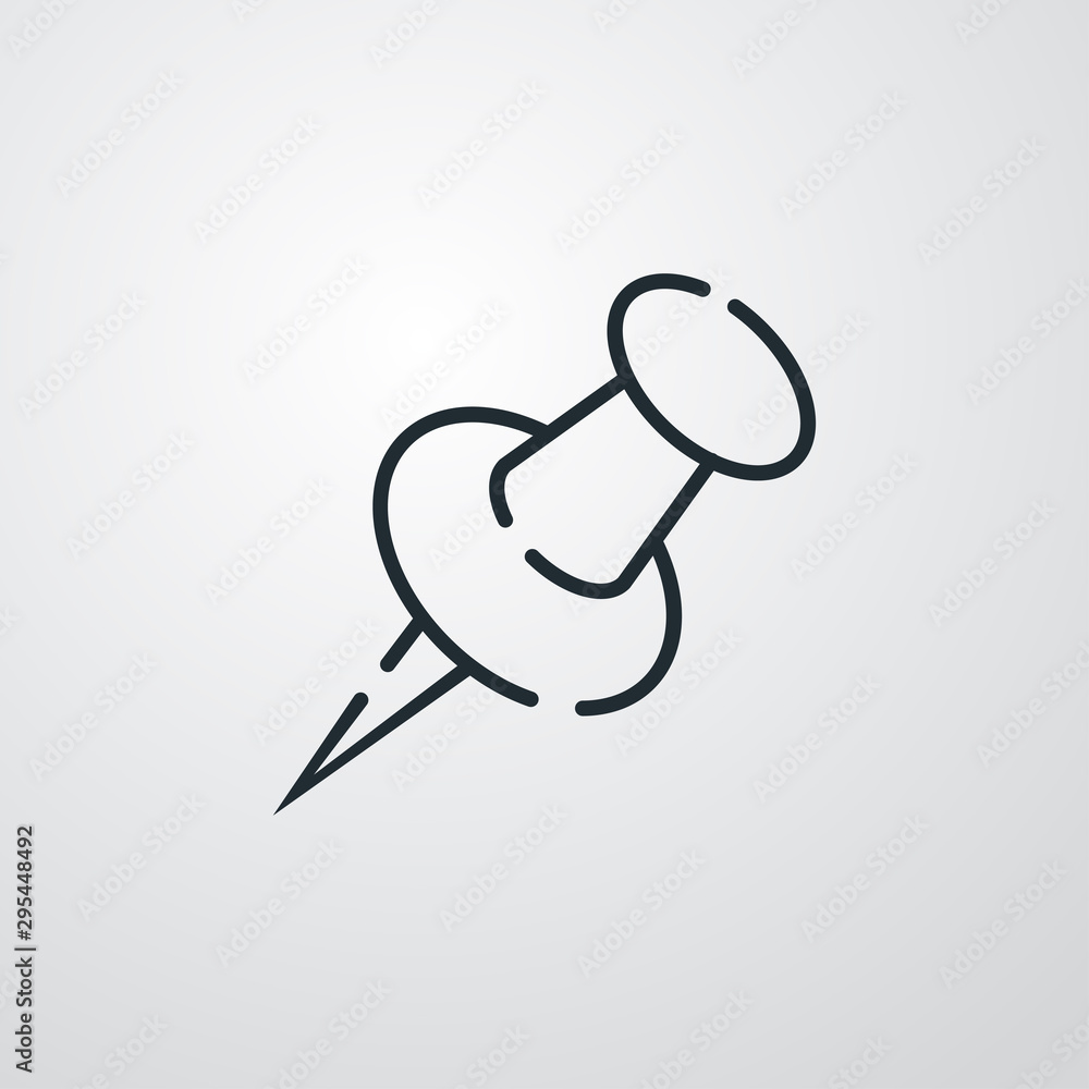 Icono plano lineal chincheta en fondo gris Stock Vector | Adobe Stock