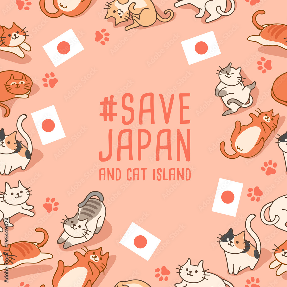 Save Japan and cat island messages for advertising making donate of ...