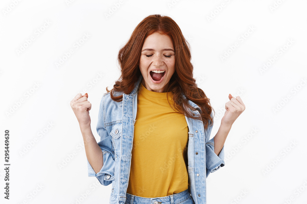 Achievement, success and celebration concept. Girl finally passed all ...