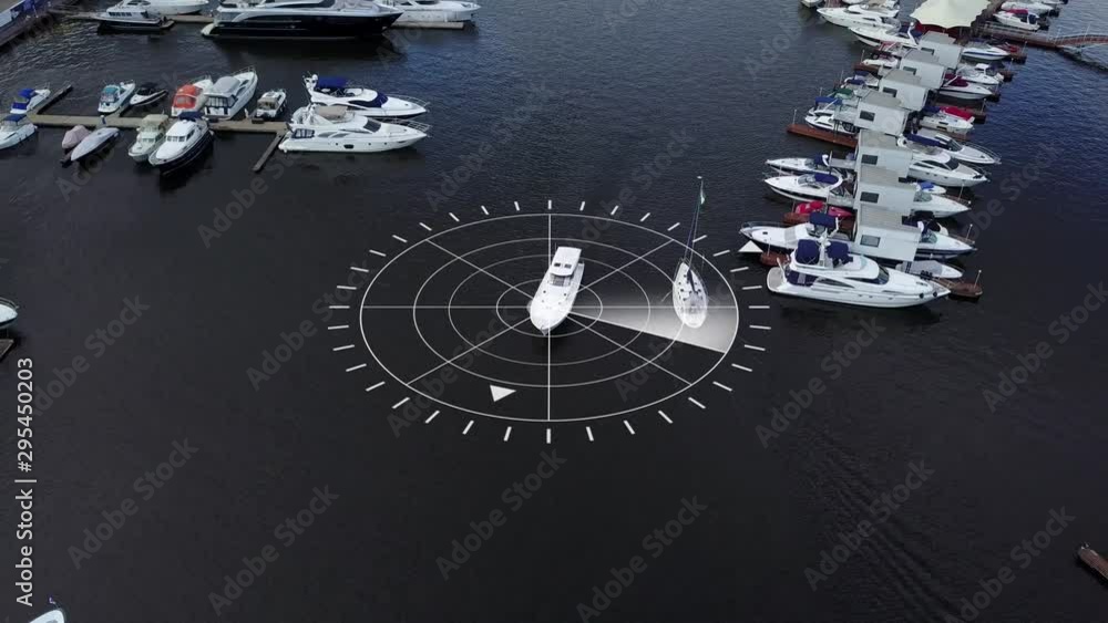 Radar Monitor in a Ship During Moored at the Quay. Cruise Yacht ...