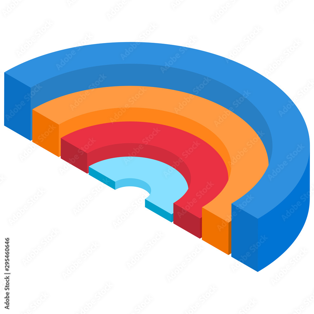 Colorful pie chart or half circle infographic chart element in 3d style ...