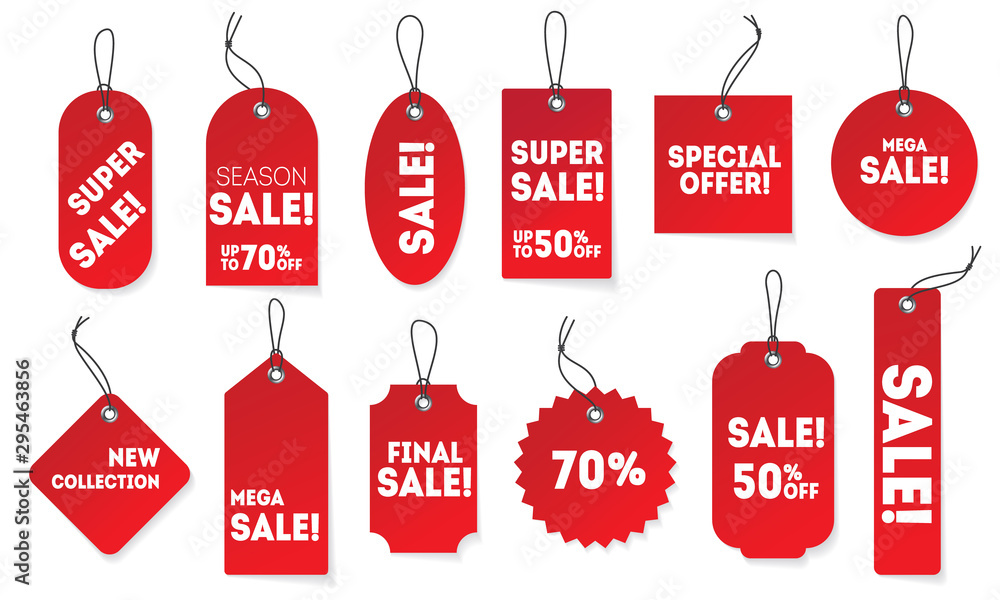 Realistic price tag set Stock Vector | Adobe Stock