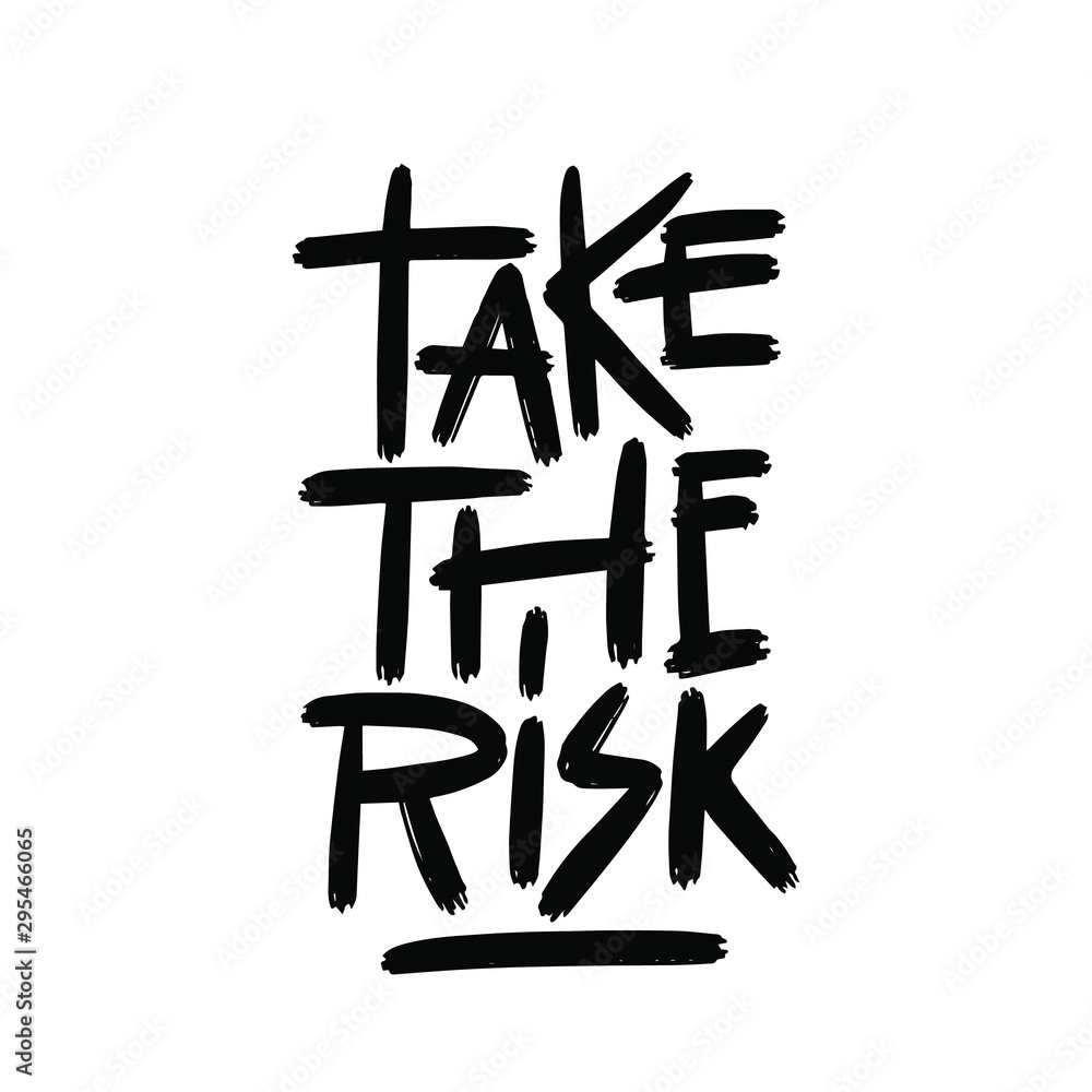 Take the Risk lettering. Handwritten modern calligraphy, brush painted ...