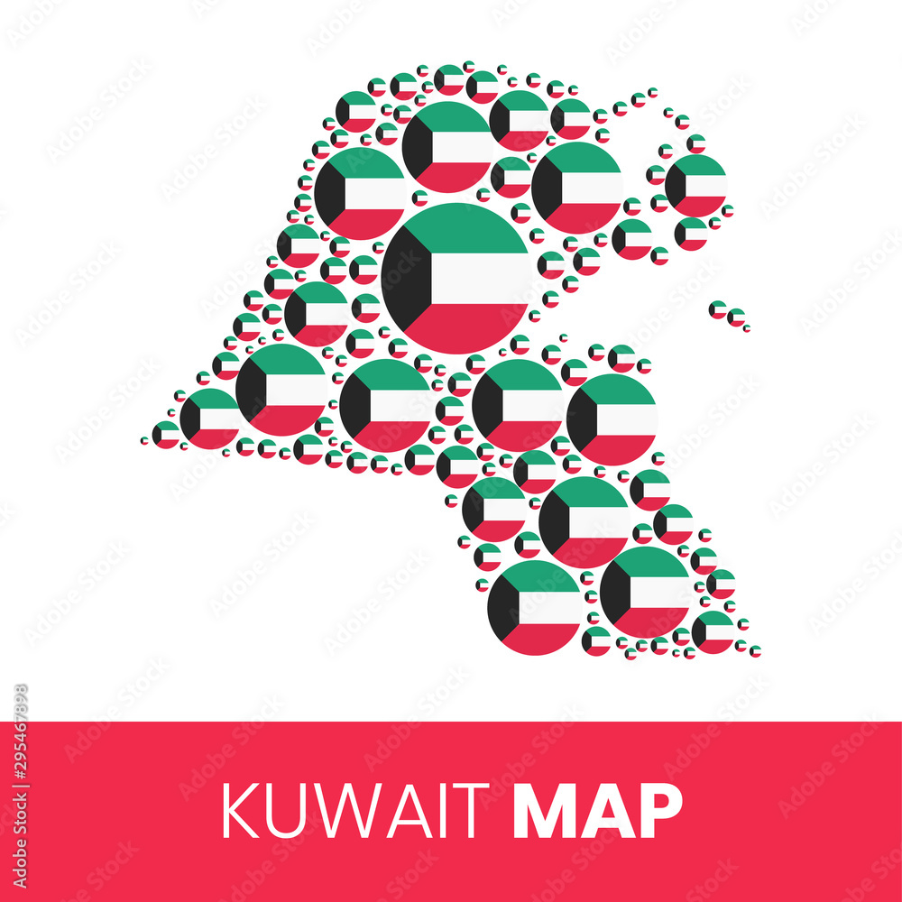 Kuwait map filled with flag-shaped circles, Kuwait map with flag Stock ...